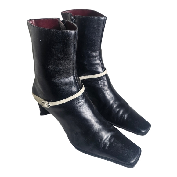 Nine West | Shoes | Nine West Damsel Mid Calf Black Leather Boots 55m ...